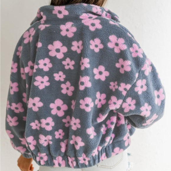 Jackets & Coats | Multicolor Flower Zip Up Sherpa Jacket | Poshmark